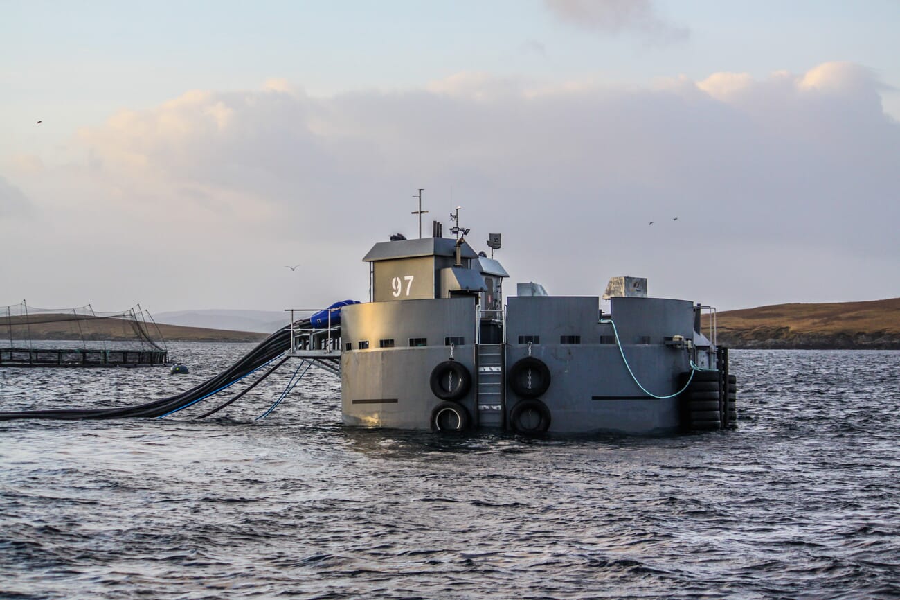 Cooke deploys Shetland’s first hybrid feed barge | The Fish Site